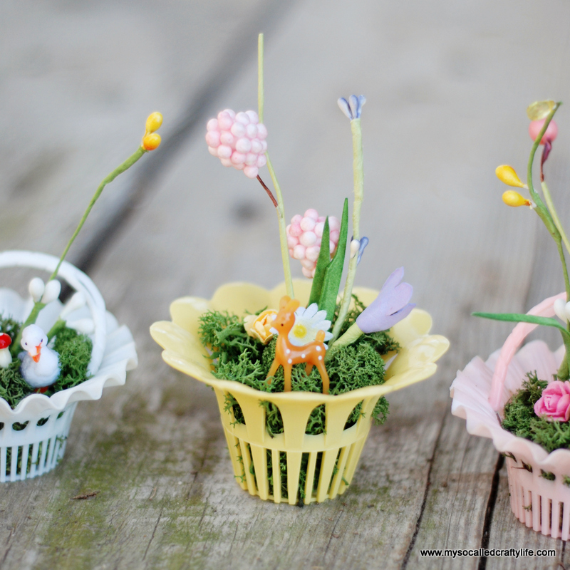 DIY Vintage Mini Basket Spring Gardens - My So Called Crafty Life